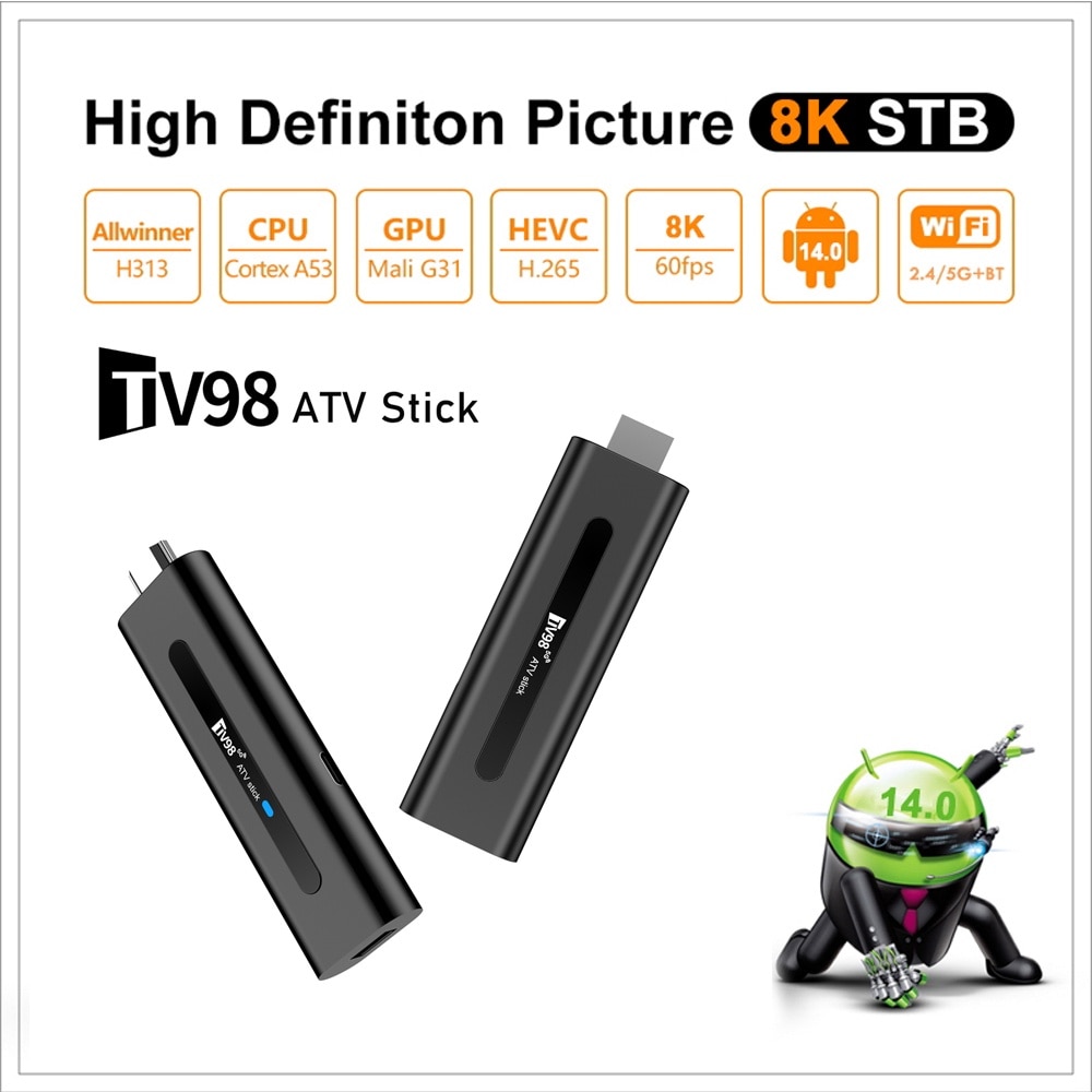 Mediaplayer EXCITAT® TV Stick 8K, Control Voce, 2.4G/5G Dual Wi-Fi ...