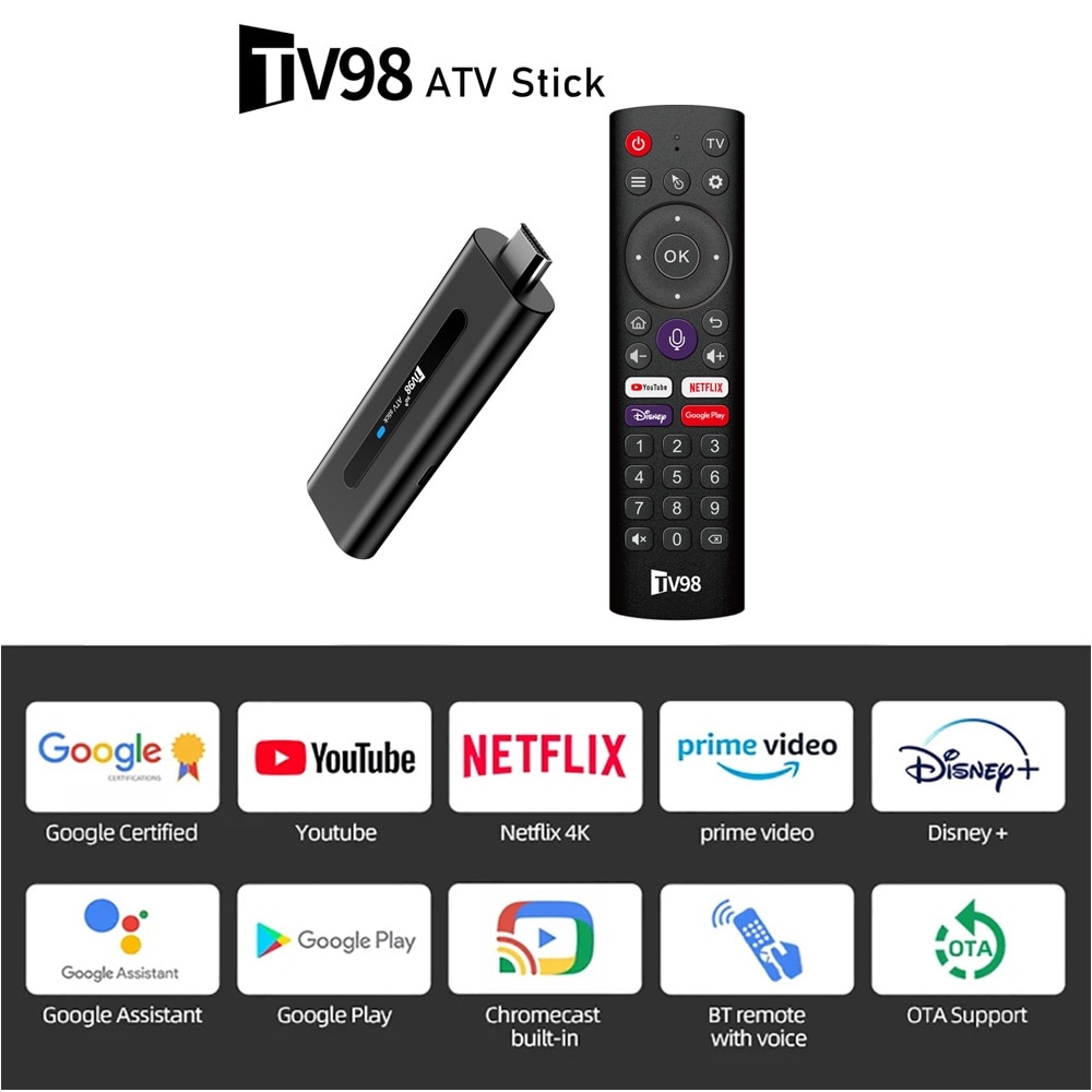 Mediaplayer EXCITAT® TV Stick 8K, Control Voce, 2.4G/5G Dual Wi-Fi ...