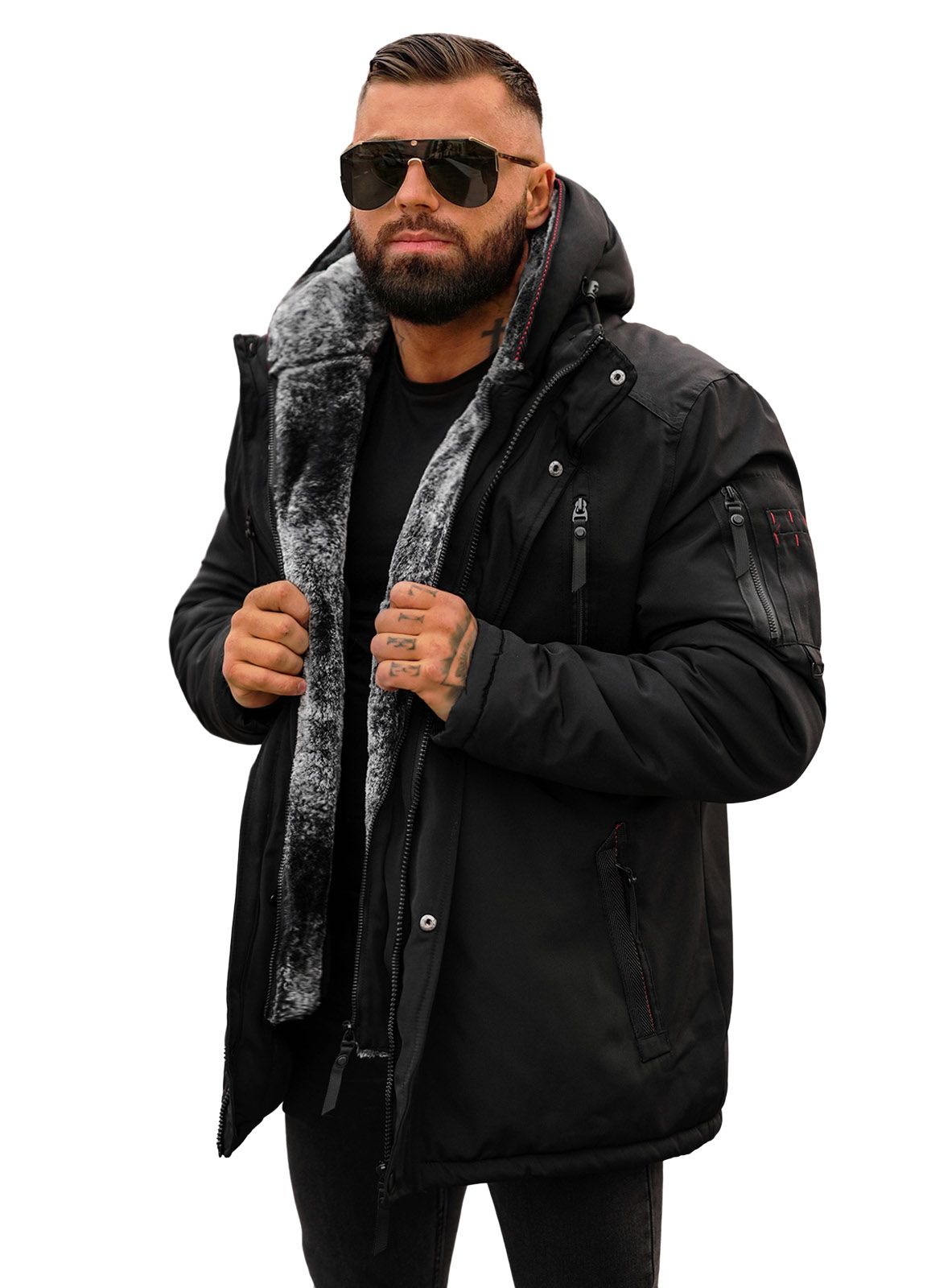 Geaca de iarna barbati neagra OZONEE JS/5M3221/392 5XL/60 - eMAG.ro