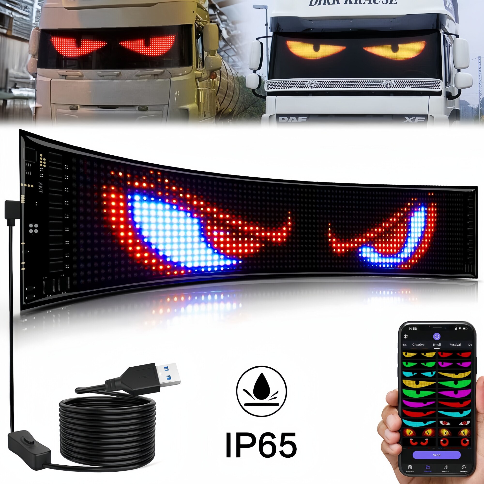 Panou LED Matrix auto, Control APP, Waterproof, IP65, Panou LED ...