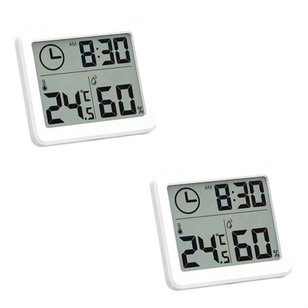 Set 2 termometre digitale, umiditate si temperatura, design elegant, 8 ...