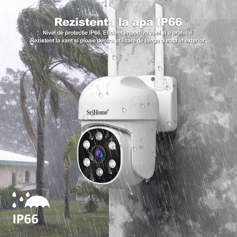 Camera de supraveghere Wireless Srihome SH061 Plus, Exterior/Interior ...
