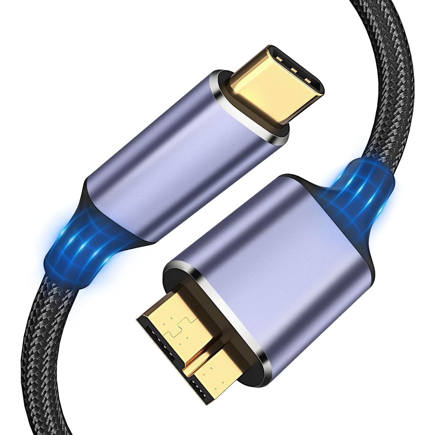 Cablu hard disk, USB-C/Micro-B 3.0, Nylon, Porturi placate cu aur ...