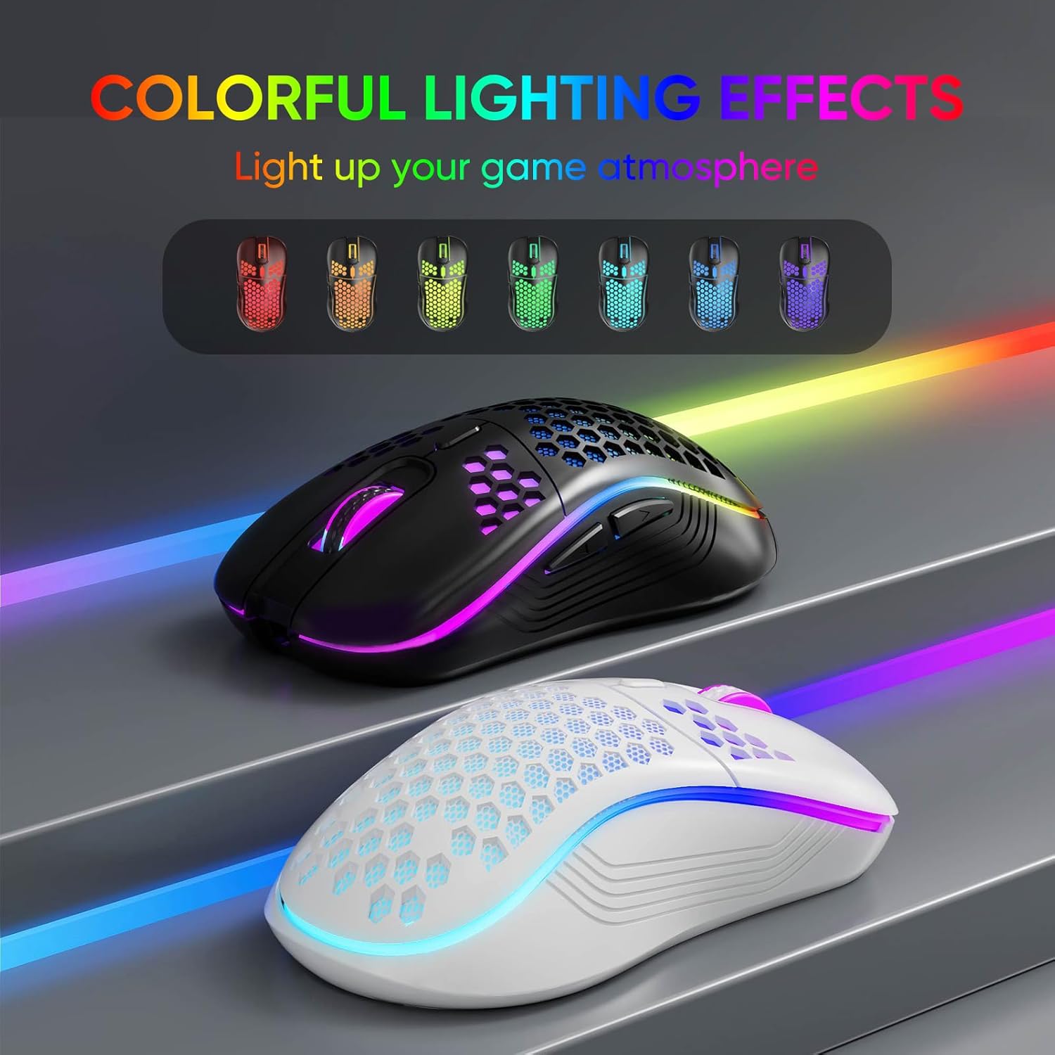 Mouse Gaming Wireless, Reincarcabil, 2.4GHz, Reglabil 800/1200/1600DPI ...