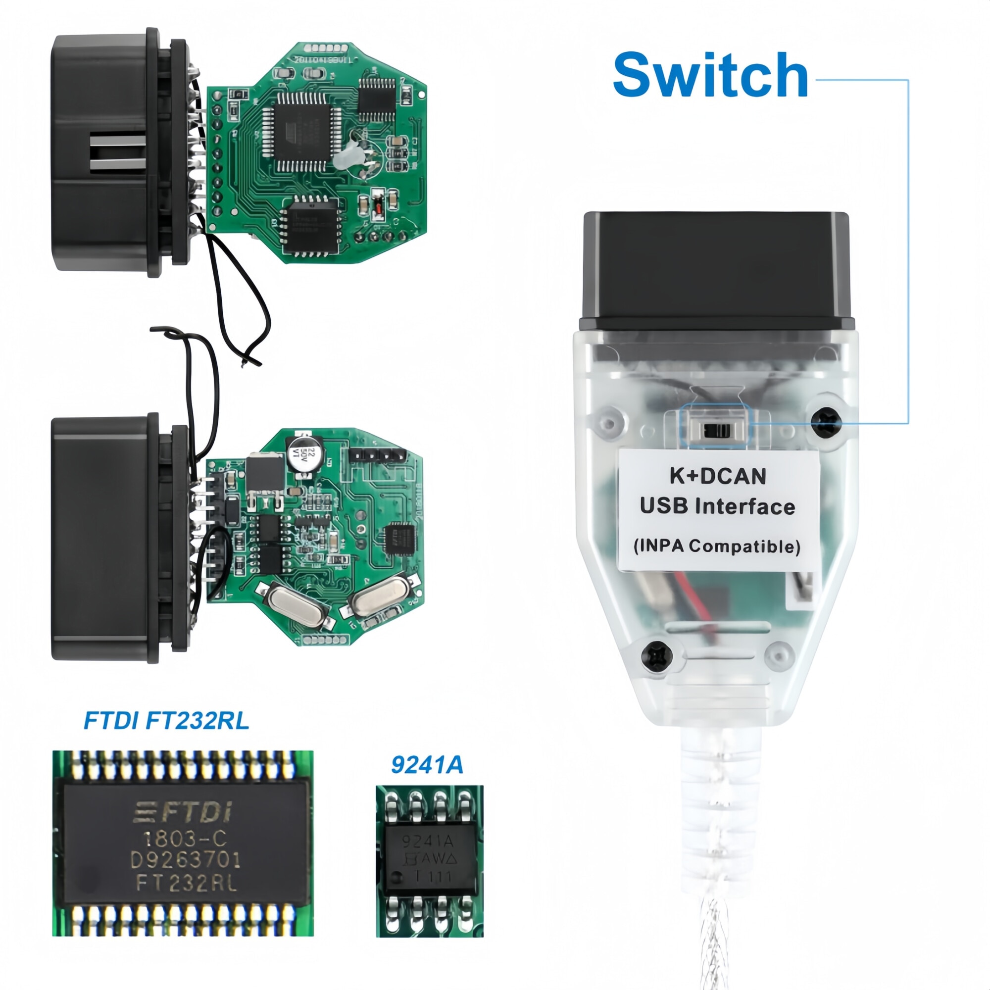Interfata Diagnoza K-DCAN INPA Cu Switch, Pentru BMW, Mini, Software ...
