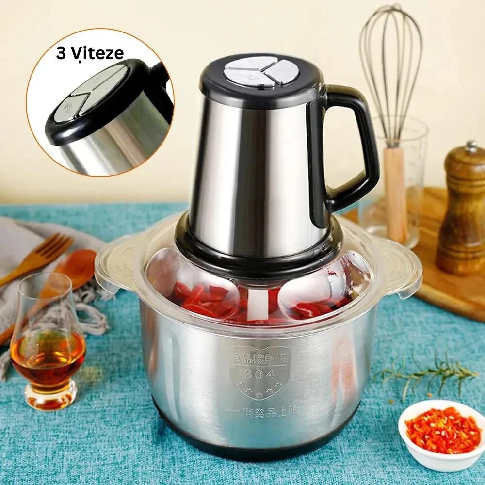 Tocator Electric Universal, Bol Inox 3L, Putere 300W, 4 Lame, 3 Trepte ...
