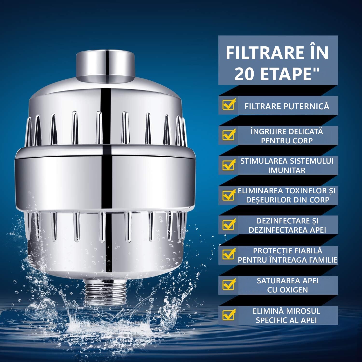 Filtru de apa premium pentru para de dus cu 20 stagii de filtrare, para ...