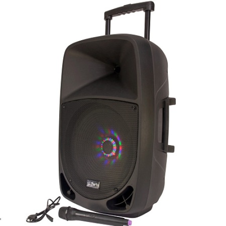 Boxa portabila activa ilumital LED 400W RMS, USB/SD/BT/FM, microfon ...