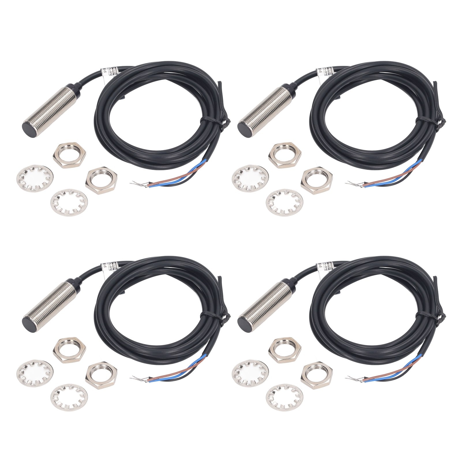 Set 4 comutatoare de proximitate inductiv, Enforose, 12mm, NPN, 6-36VDC ...