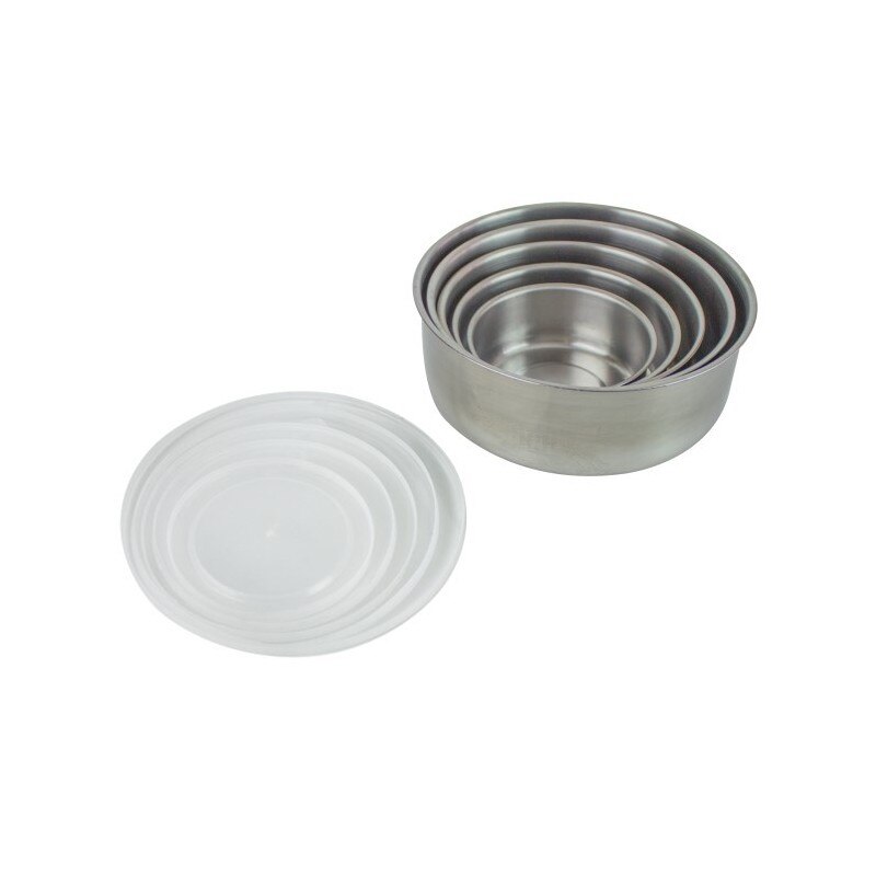 Set 5 cutii alimente inox cu capac plastic, AZHOME - eMAG.ro
