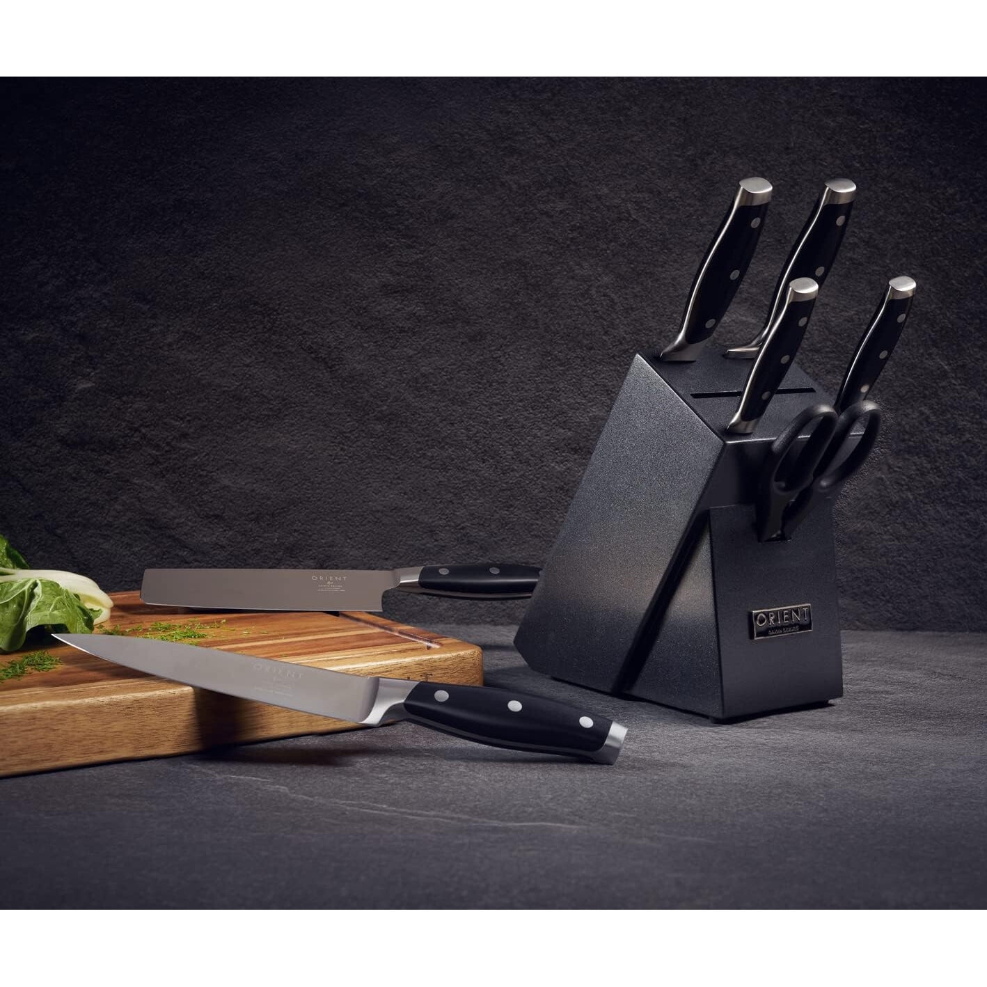 Set 8 piese Cutite pentru bucatarie, Orient, Origin Series, Suport ...