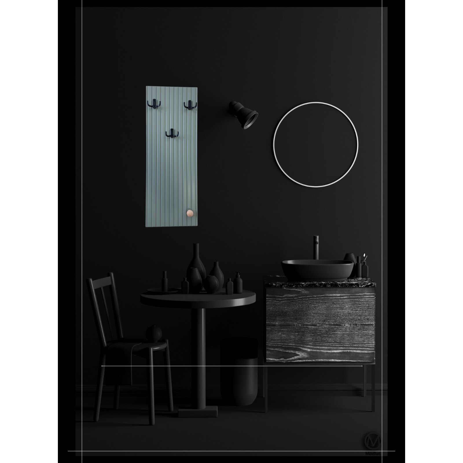 Cuier de perete Mobleto®, cu riflaje verde stuf ultramat, 4 agatatori ...