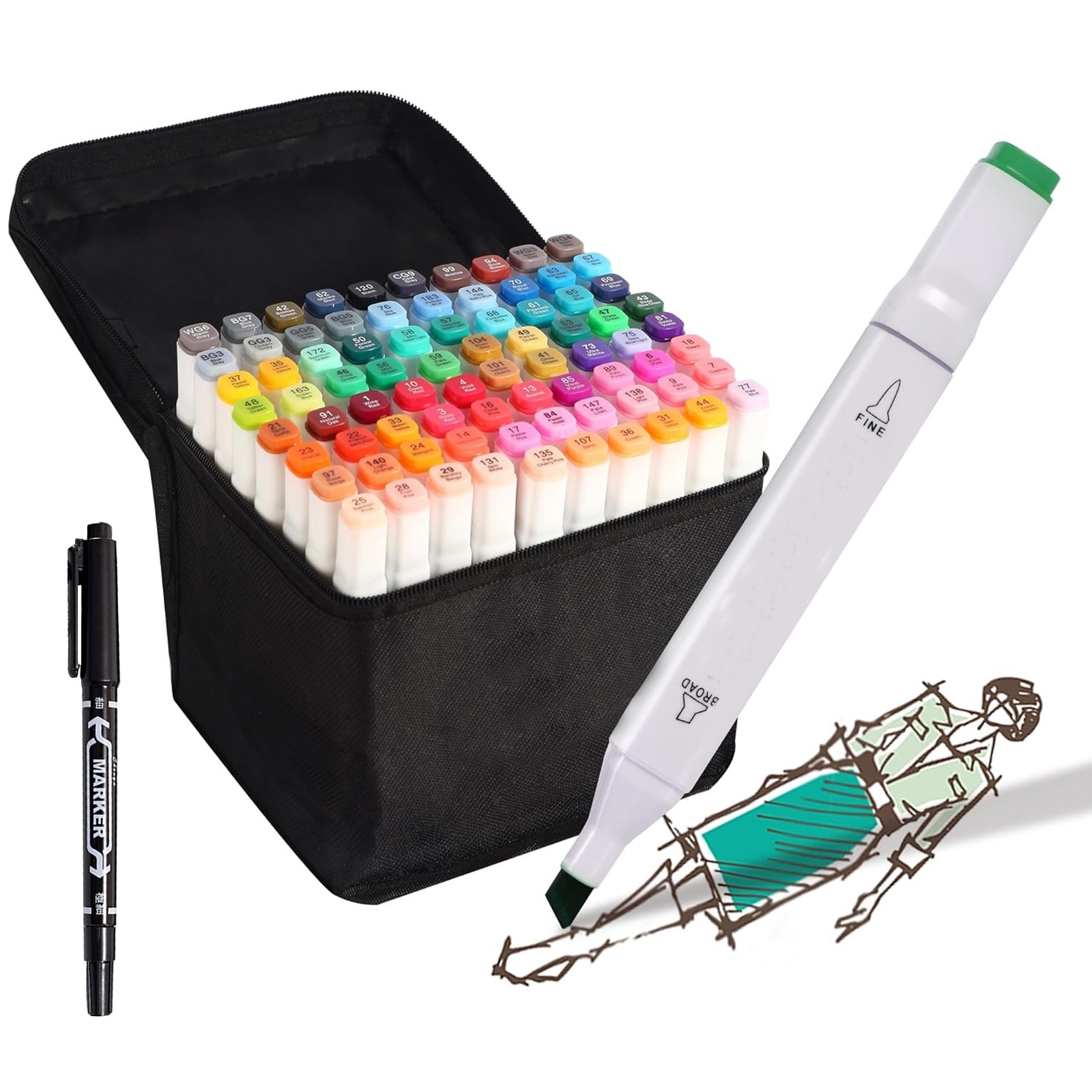 Set 80 De Carioci Profesionale, Axroad Mall, Markere multicolore, Cu ...