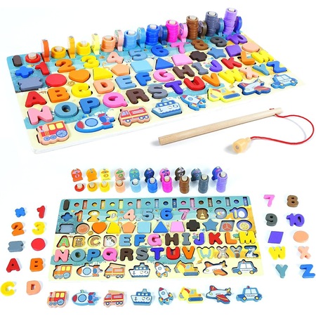 OneAndes Jucarii Montessori din lemn pentru copii Puzzle de numere ...