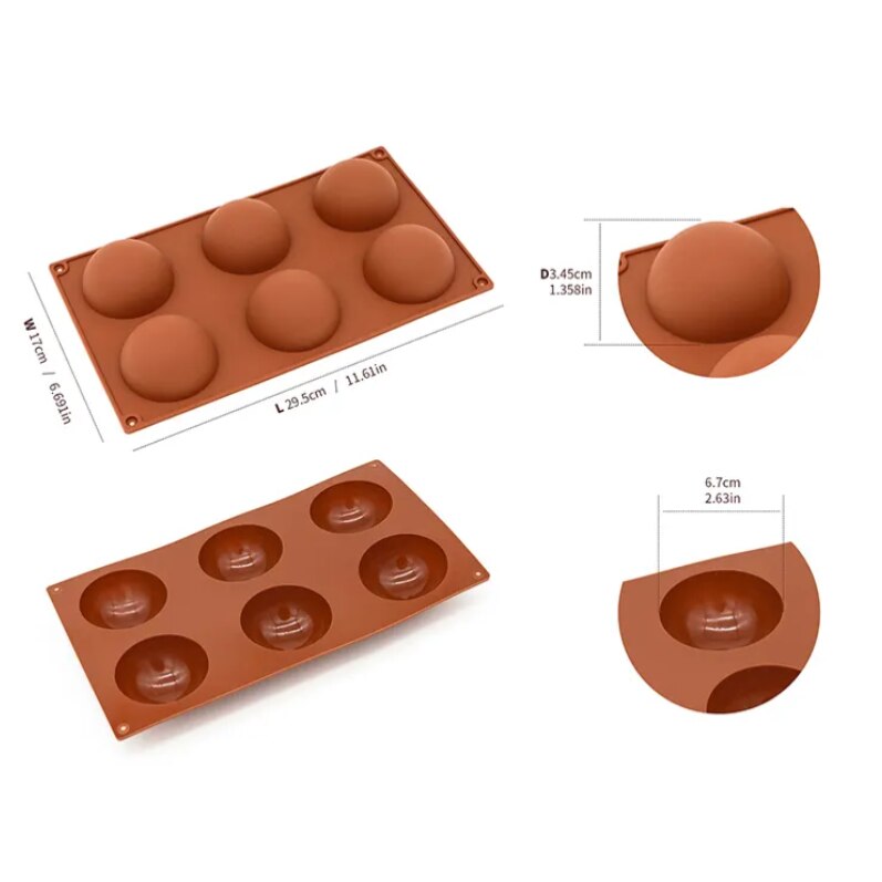 Forma din silicon pentru prajituri, 6 semisfere, 29 x 17 cm, TopBazar ...