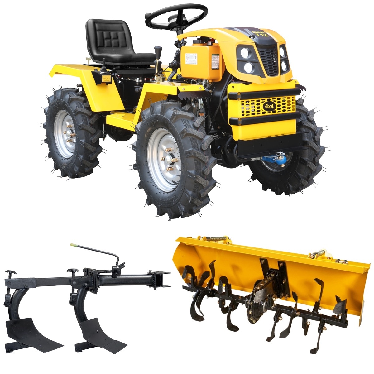 Minitractor ProGARDEN Campo T12 G2.1 4x4, motor 12CP, diesel, sistem ...