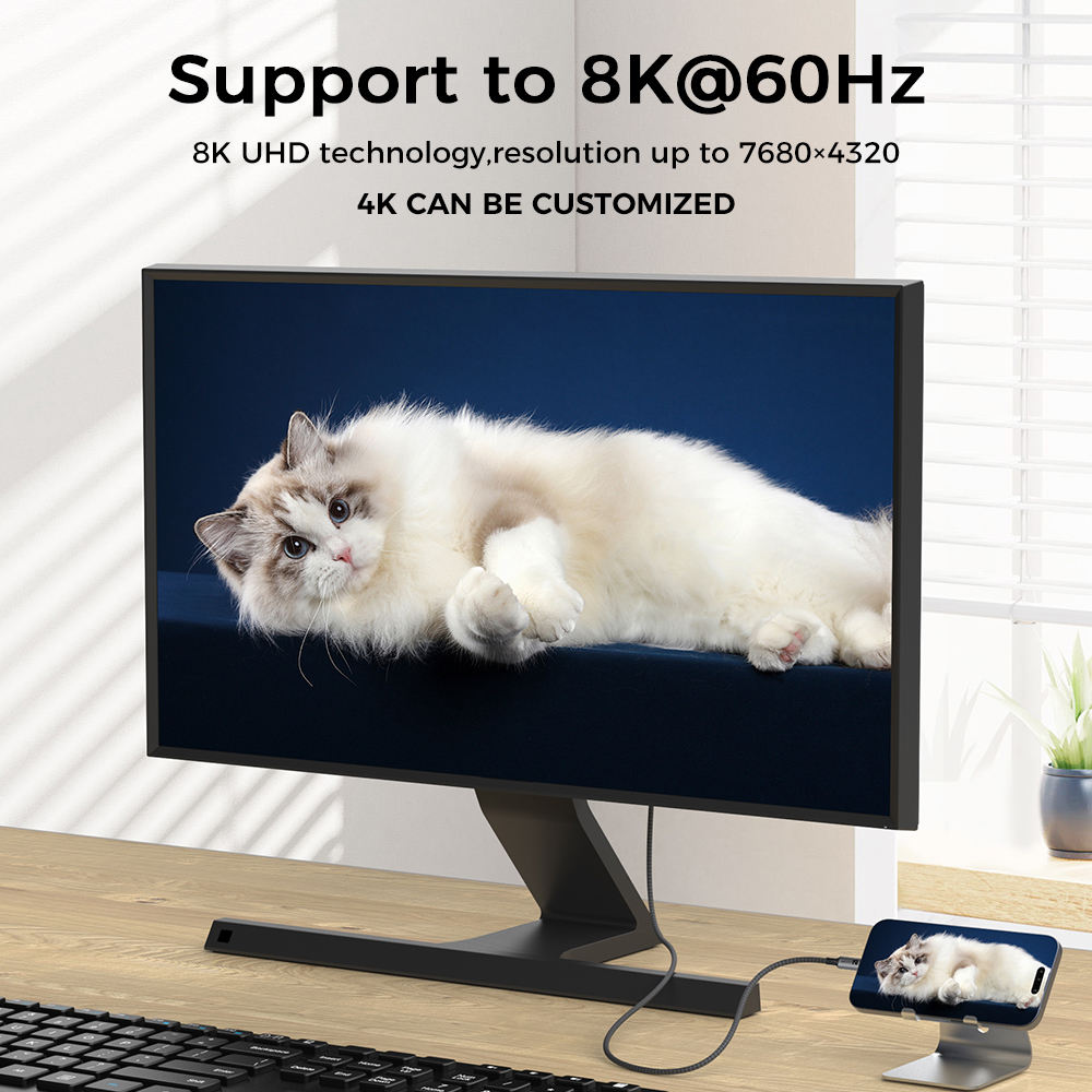 Cablu USBC HDMI 2.1,8K 60Hz, 4K 144Hz, 120Hz, 1080P 240Hz UHD, HDR ...
