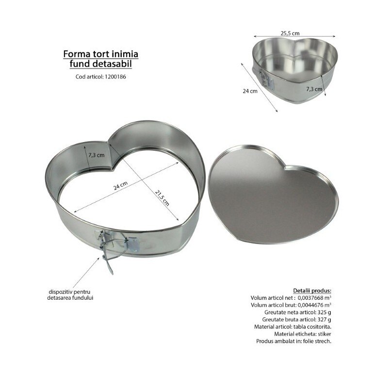 Forma inima fund detasabil tabla cositorita - eMAG.ro