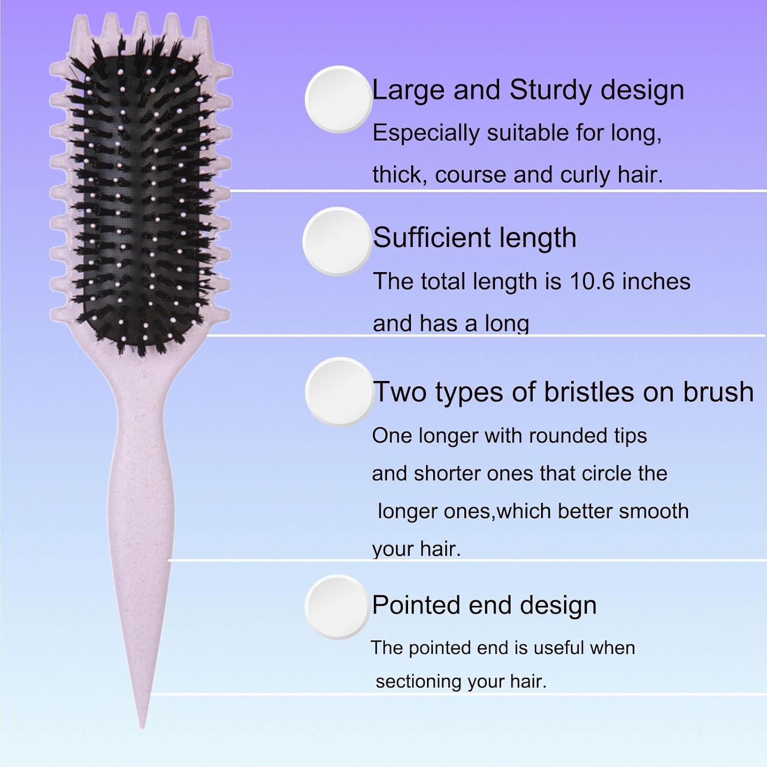 Curling brush DOUUCO, curl defining comb, natural bristles, for combing ...