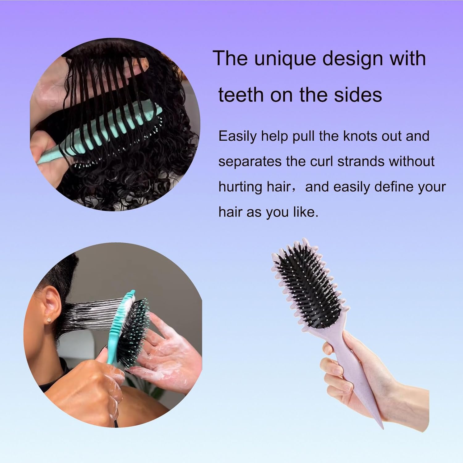 Curling brush DOUUCO, curl defining comb, natural bristles, for combing ...