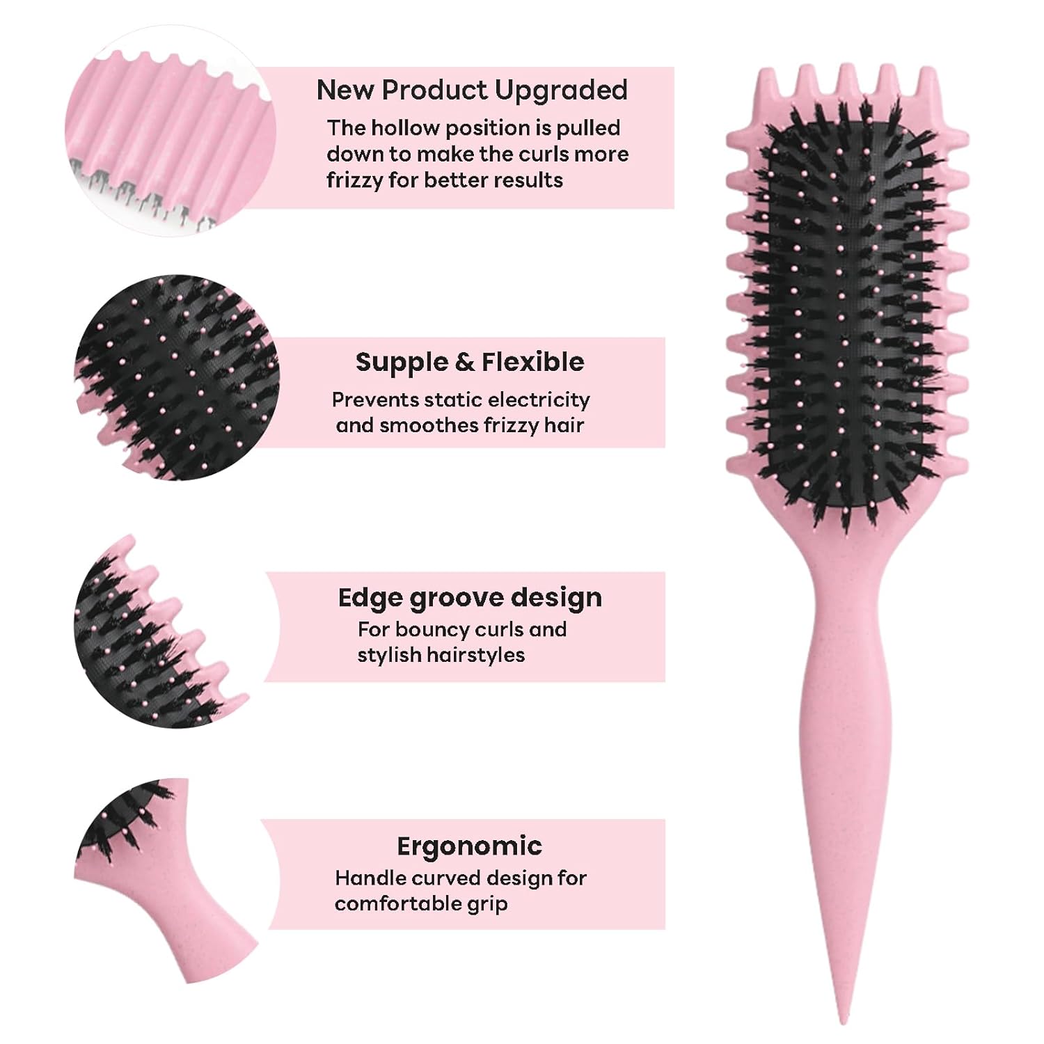 Curling brush DOUUCO, curl defining comb, natural bristles, for combing ...