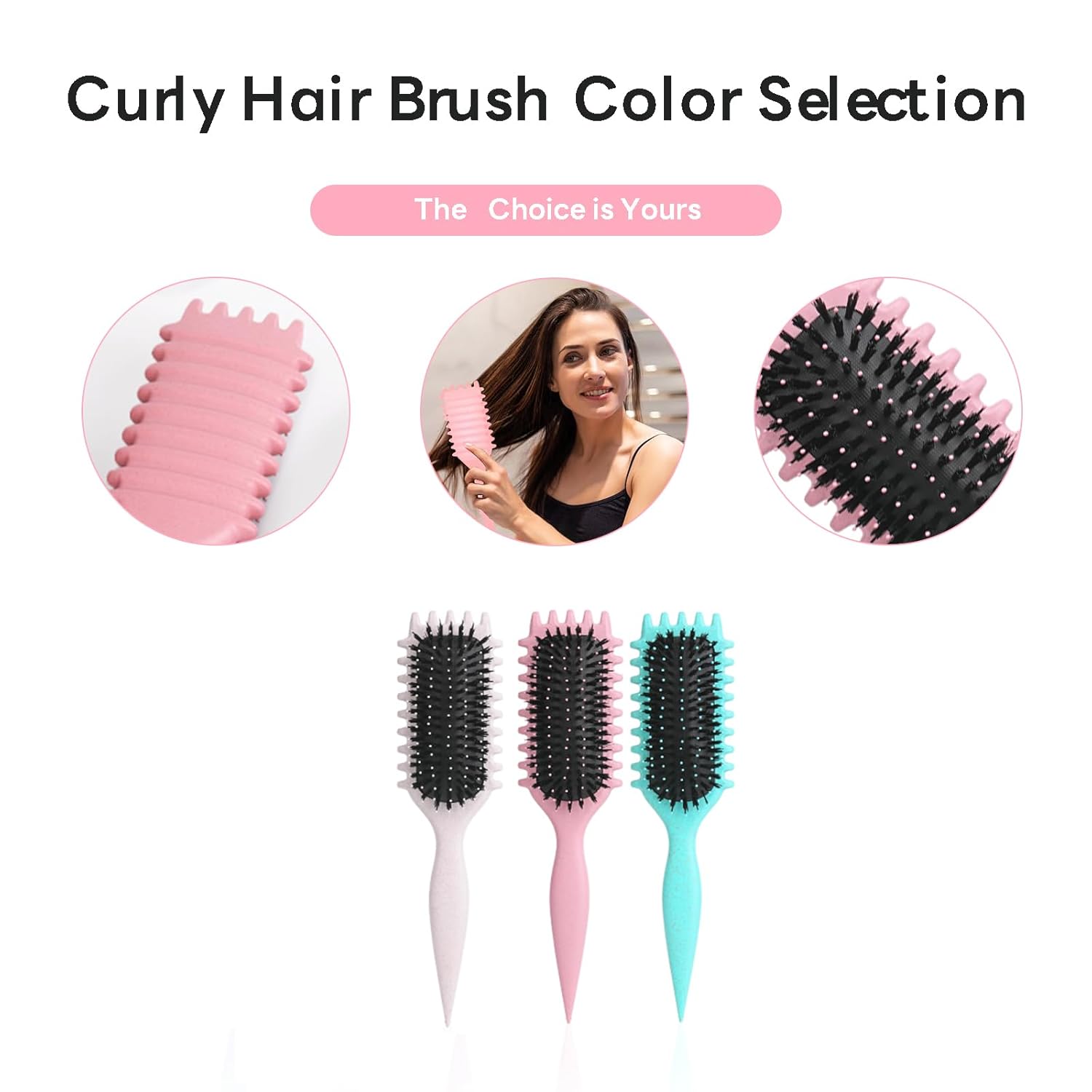 Curling brush DOUUCO, curl defining comb, natural bristles, for combing ...