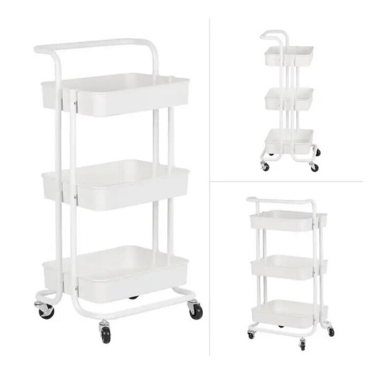 Raft universal de depozitare, PROCART, 3 cosuri perforate, roti ...