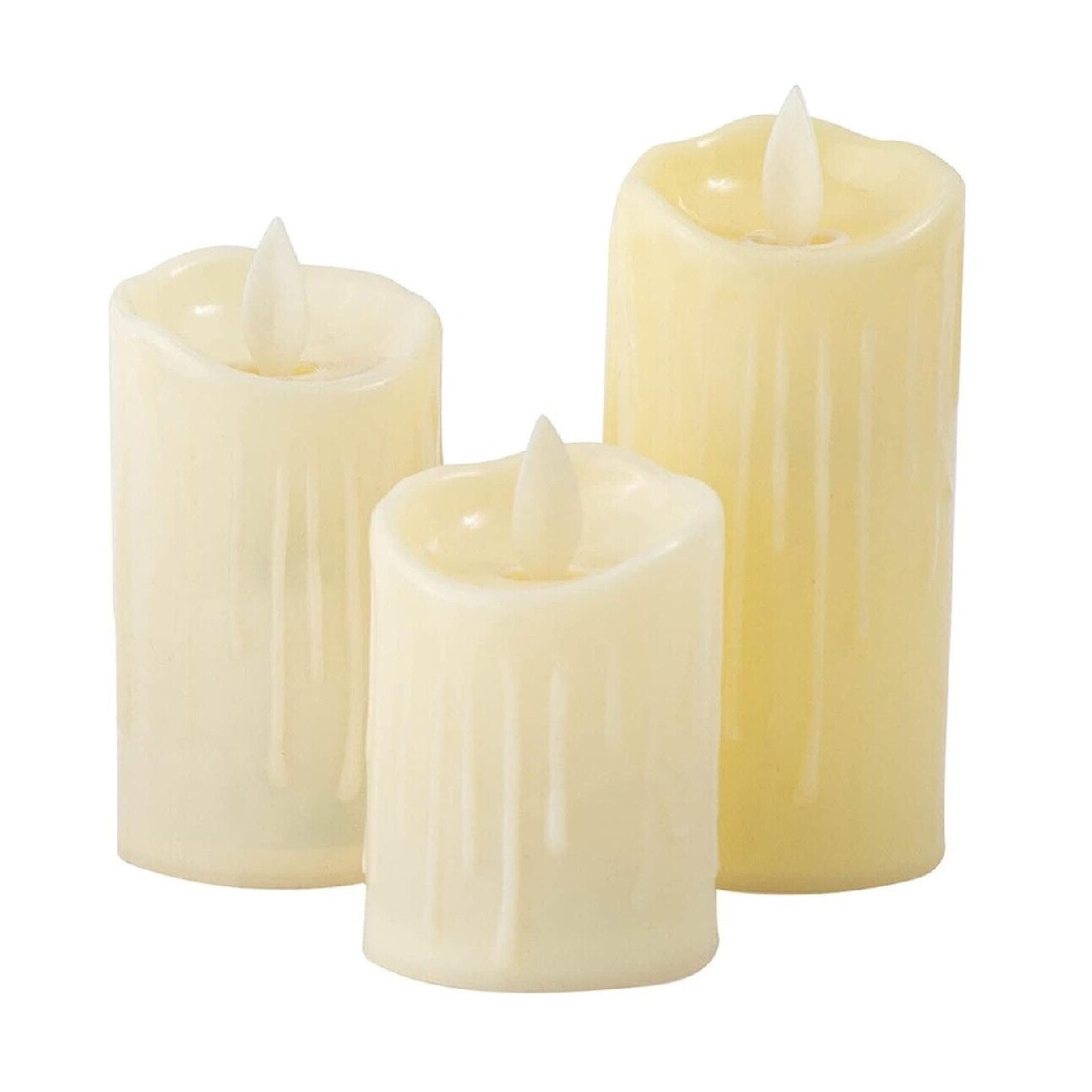 Set 3 Lumanari LED Decorative, cu Efect Flacara Reala, 3 Dimensiuni ...