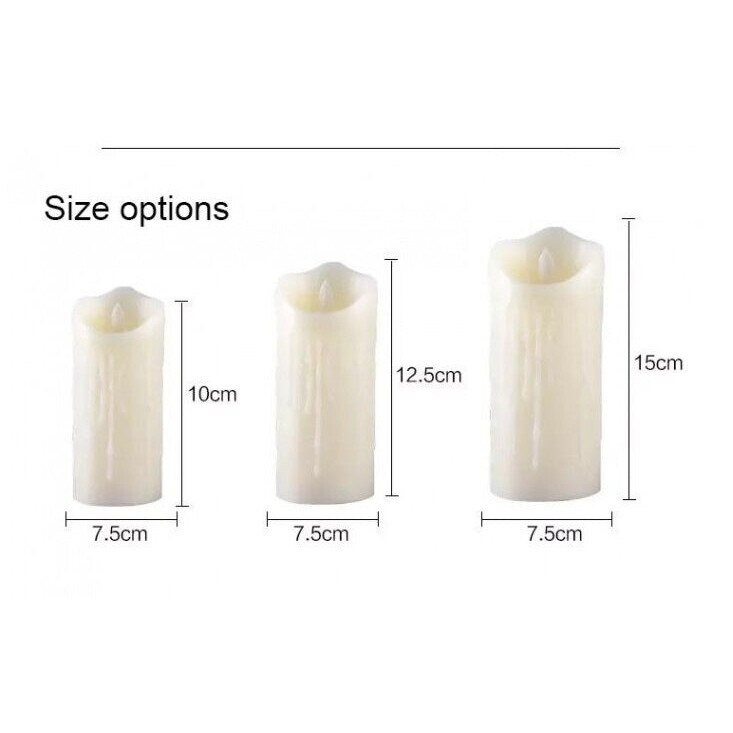 Set 3 Lumanari LED Decorative, cu Efect Flacara Reala, 3 Dimensiuni ...