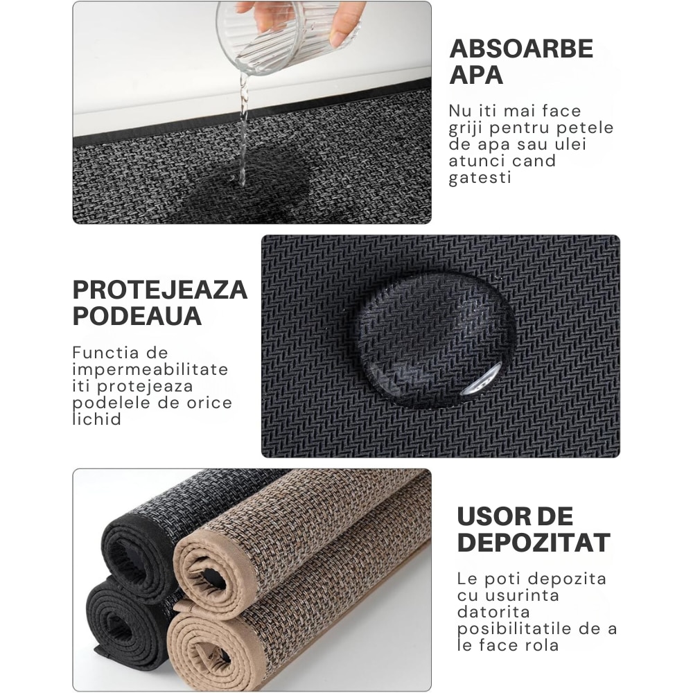 Set 2 Covoare pentru bucatarie, Antiderapant, Impermeabil, Tip Traverse ...