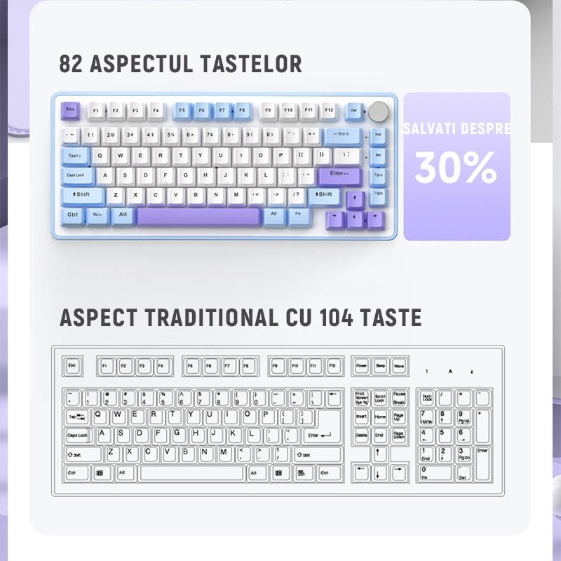 Механична клавиатура LEIISVK, 75% оформление, 82 клавиша, RGB ...