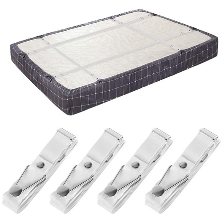 Set 4 curele prindere cearceaf, Plastic/Elastic, cu clesti metalici ...