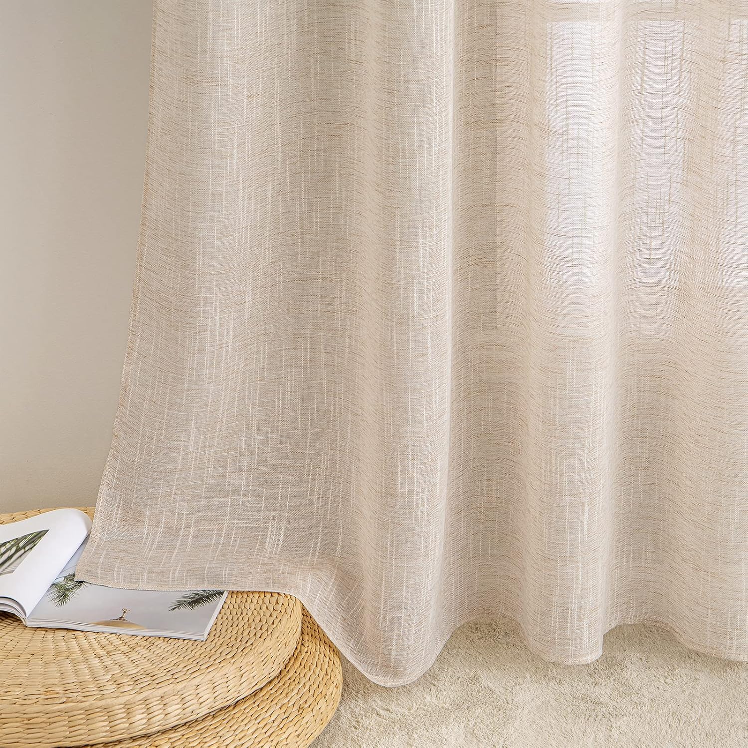 Perdele cu inele, MIULEE, semitransparente, cu in si poliester ...