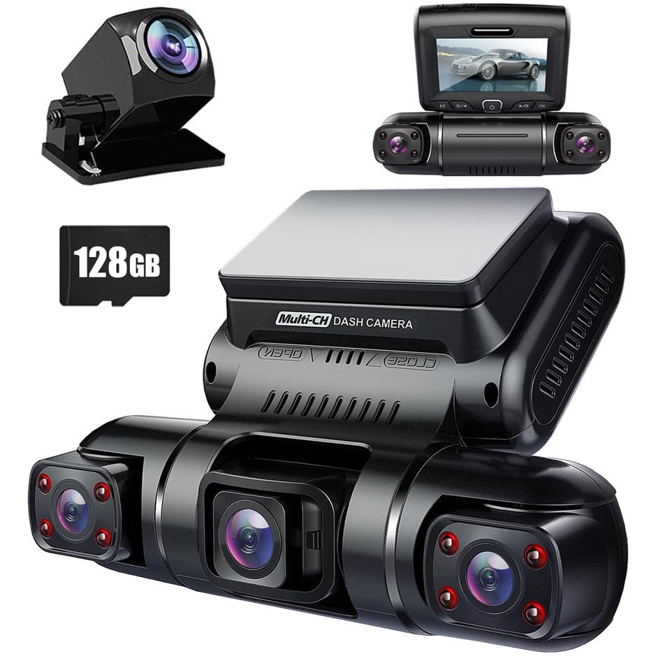 Camera auto de bord cu 4 canale PRUVEEO D90 FHD, WiFi, Night Vision ...