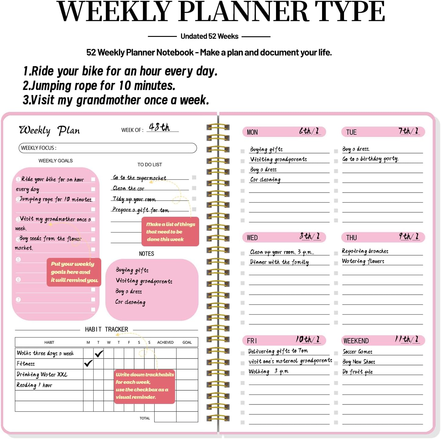 Agenda saptamanala 52 saptamani, Caltucus Core®, cu Habit Tracker, 20 ...