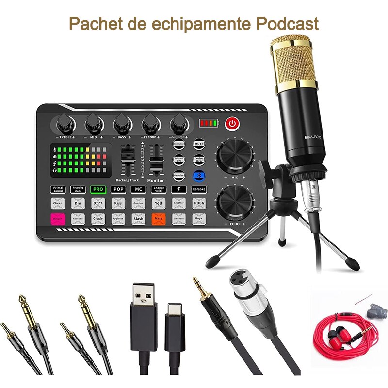 Set echipamente podcast, Rqiurpn, mixer audio profesional, sunet ...