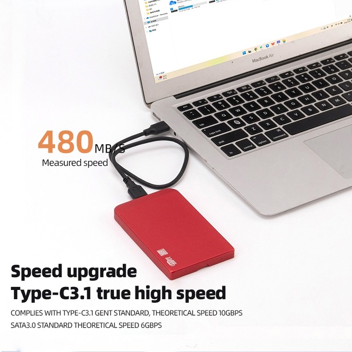 Hard disk extern, aluminiu, portabil, 1TB, USB 3.0, Pentru PC, Mac ...