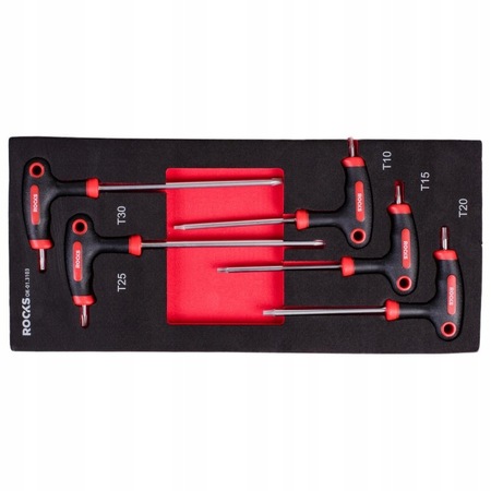 Set chei imbus ROOKS, 5 elemente, ergonomic, otel crom-vanadiu, rosu ...
