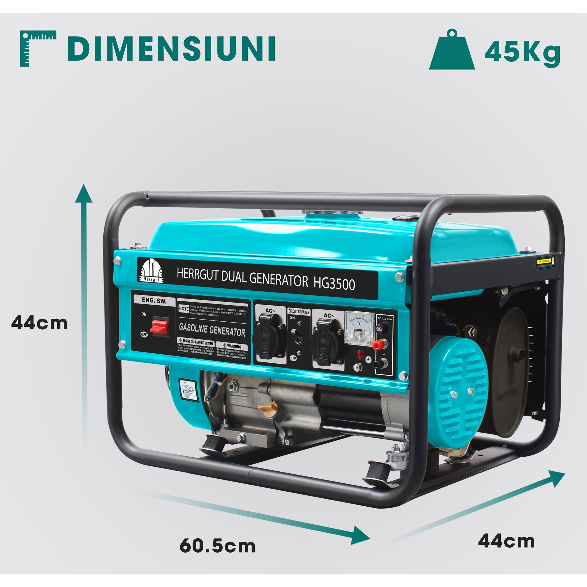 Generator curent electric profesional Herrgut pe benzina, GPL, gaz ...
