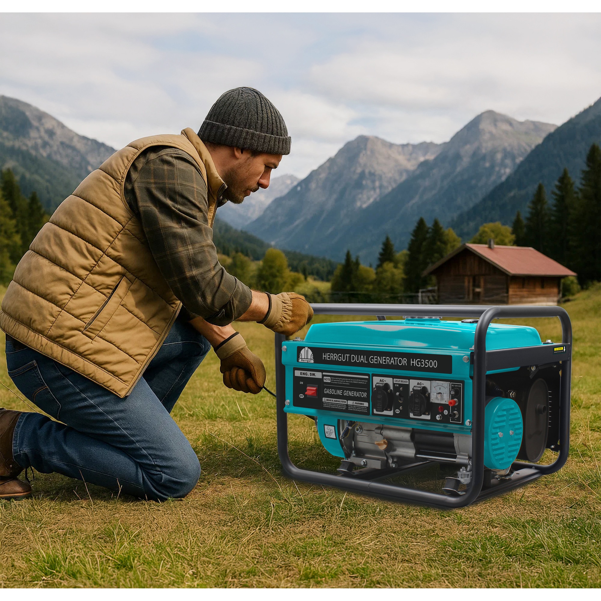Generator curent electric profesional Herrgut pe benzina, GPL, gaz ...