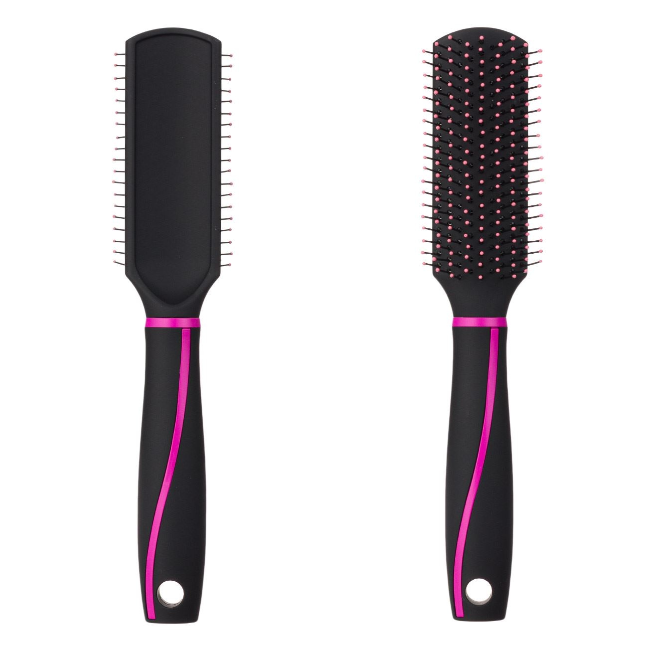 Perie Par Neagra Fucsia din Plastic Plata 24 - eMAG.ro