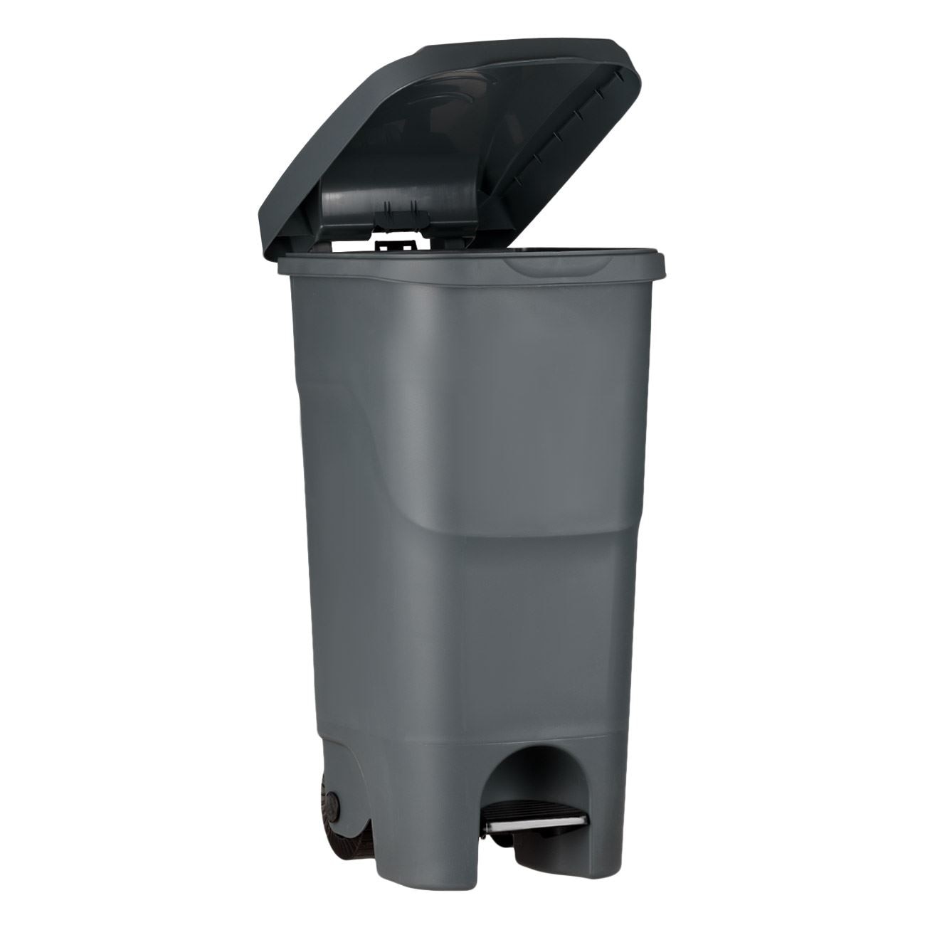 Cos de gunoi din Plastic, Antracit, Capac, Roti, Pedala, 85L - eMAG.ro