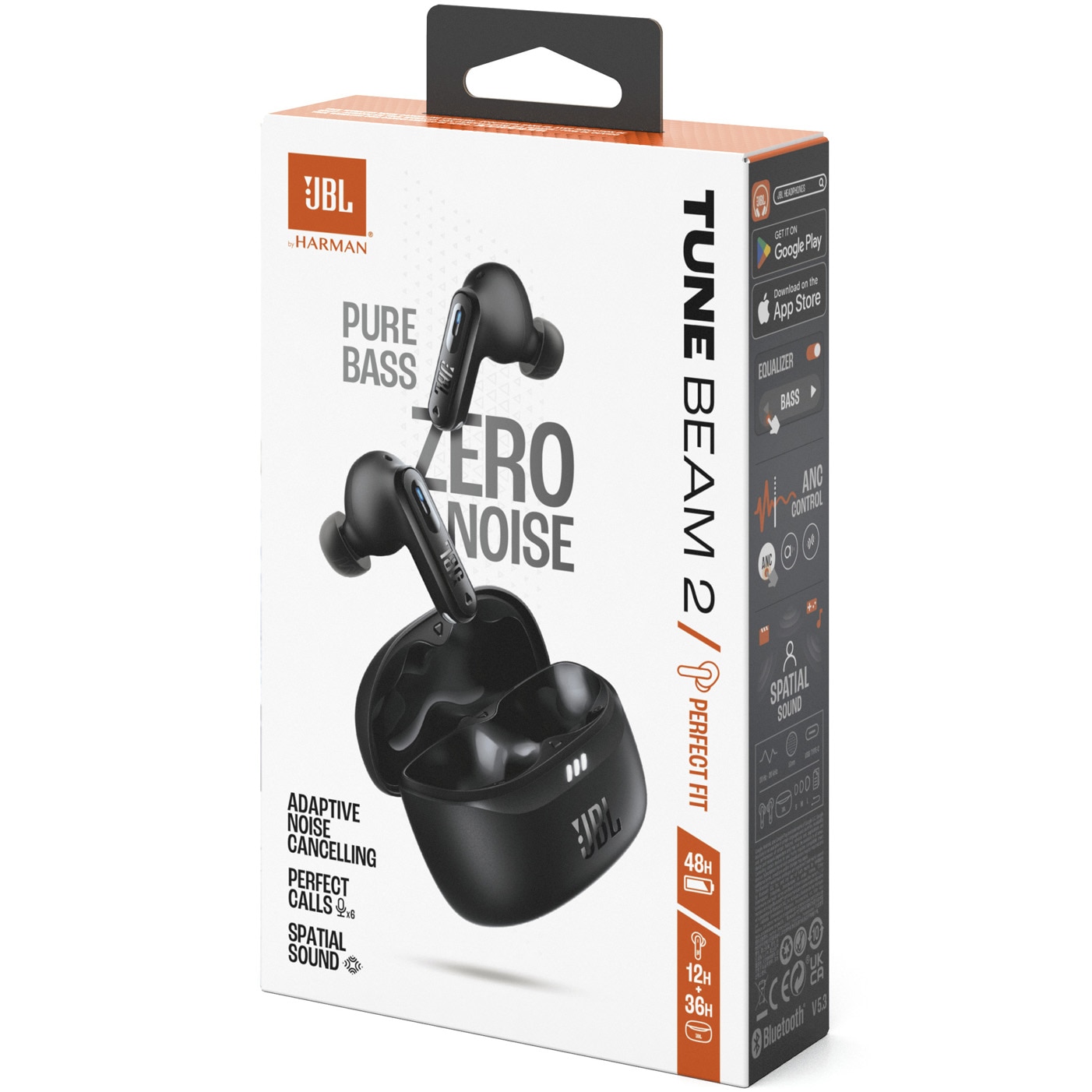 Casti In-Ear JBL Tune Beam 2, True Wireless, Bluetooth, ANC, Autonomie 48 ore, IP54, Spatial ...