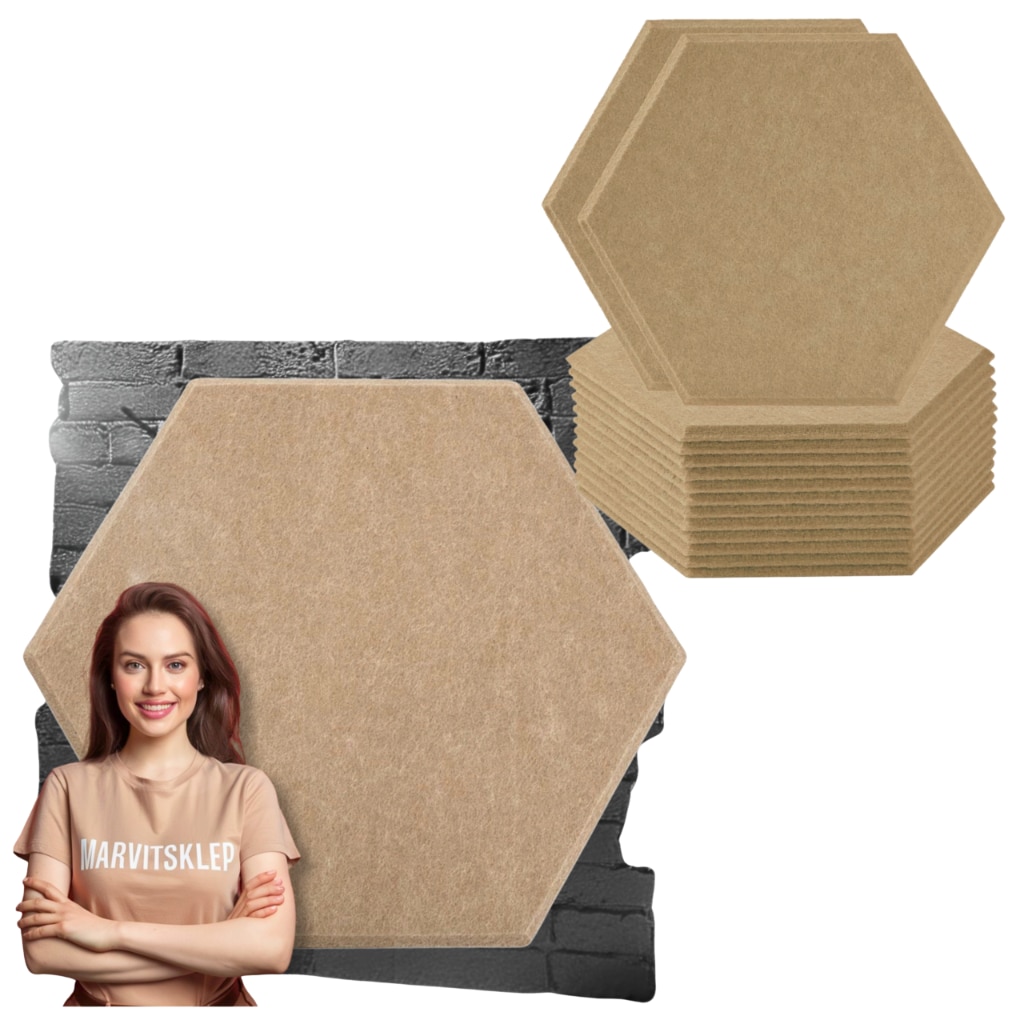 Set de 10 Panouri tapitate hexagonale pentru decoratiuni 3D de perete ...