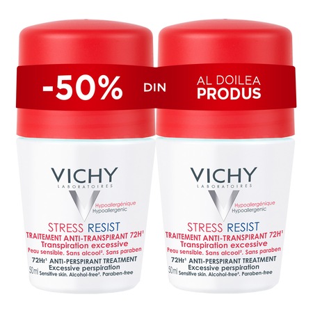 Комплект Vichy: Дезодорант Roll-on Stress Resist 72h, 2x50 мл - eMAG.bg