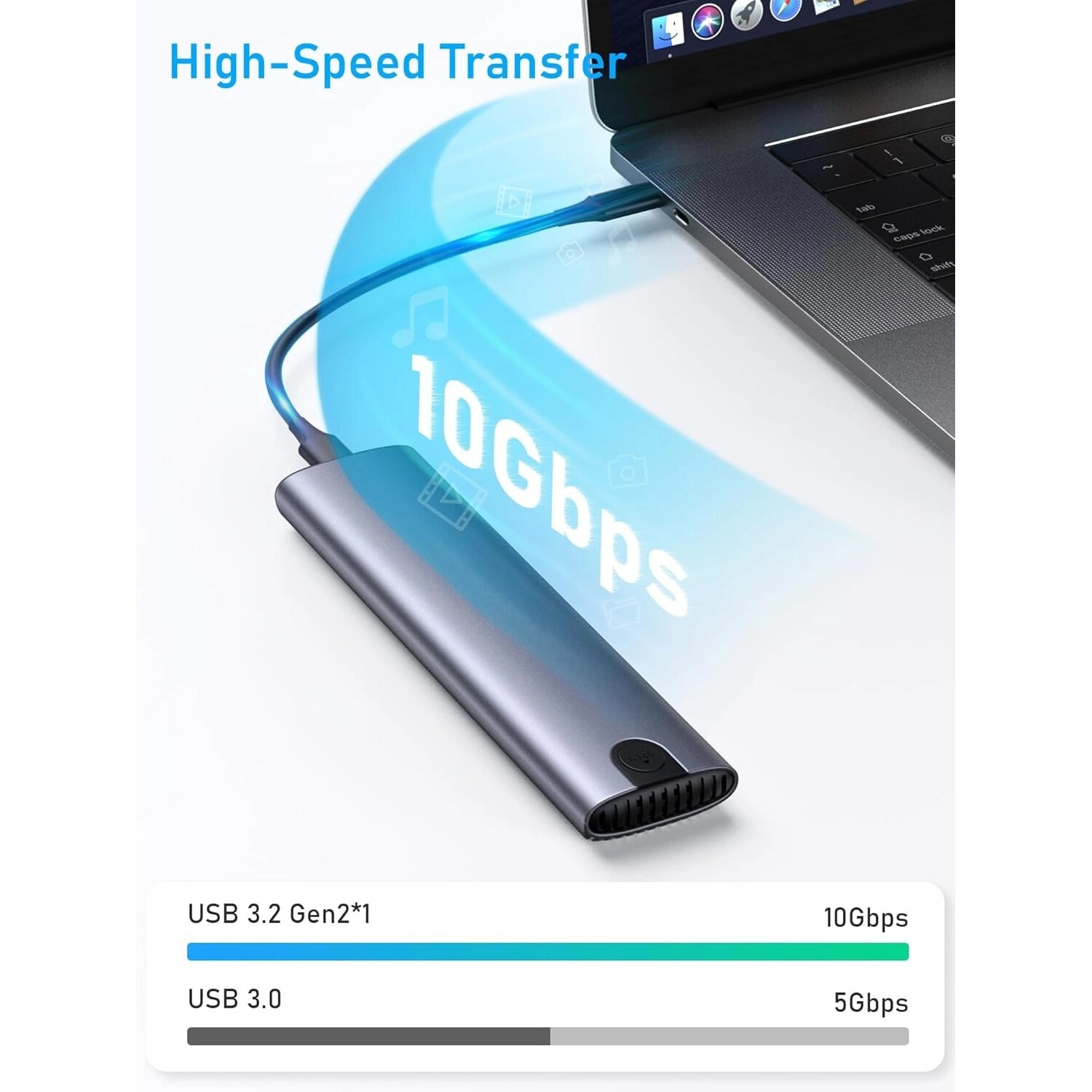 Rack Extern M2. NVME SATA SSD Enclosure Excitat®, USB 3.2 Gen2, Adaptor ...