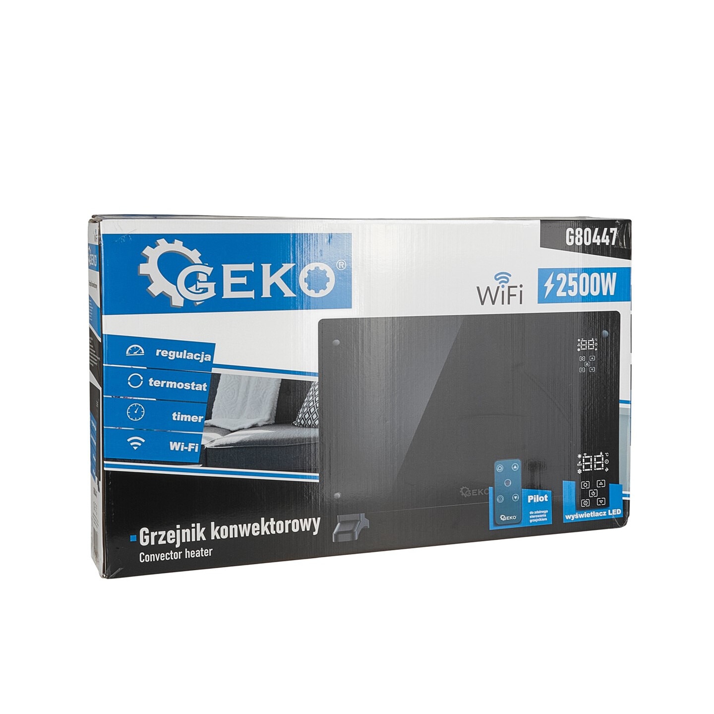 Convector electric negru cu afisaj LCD, teletomanda si Wi-Fi, 2500 W, Geko G80447 - eMAG.ro