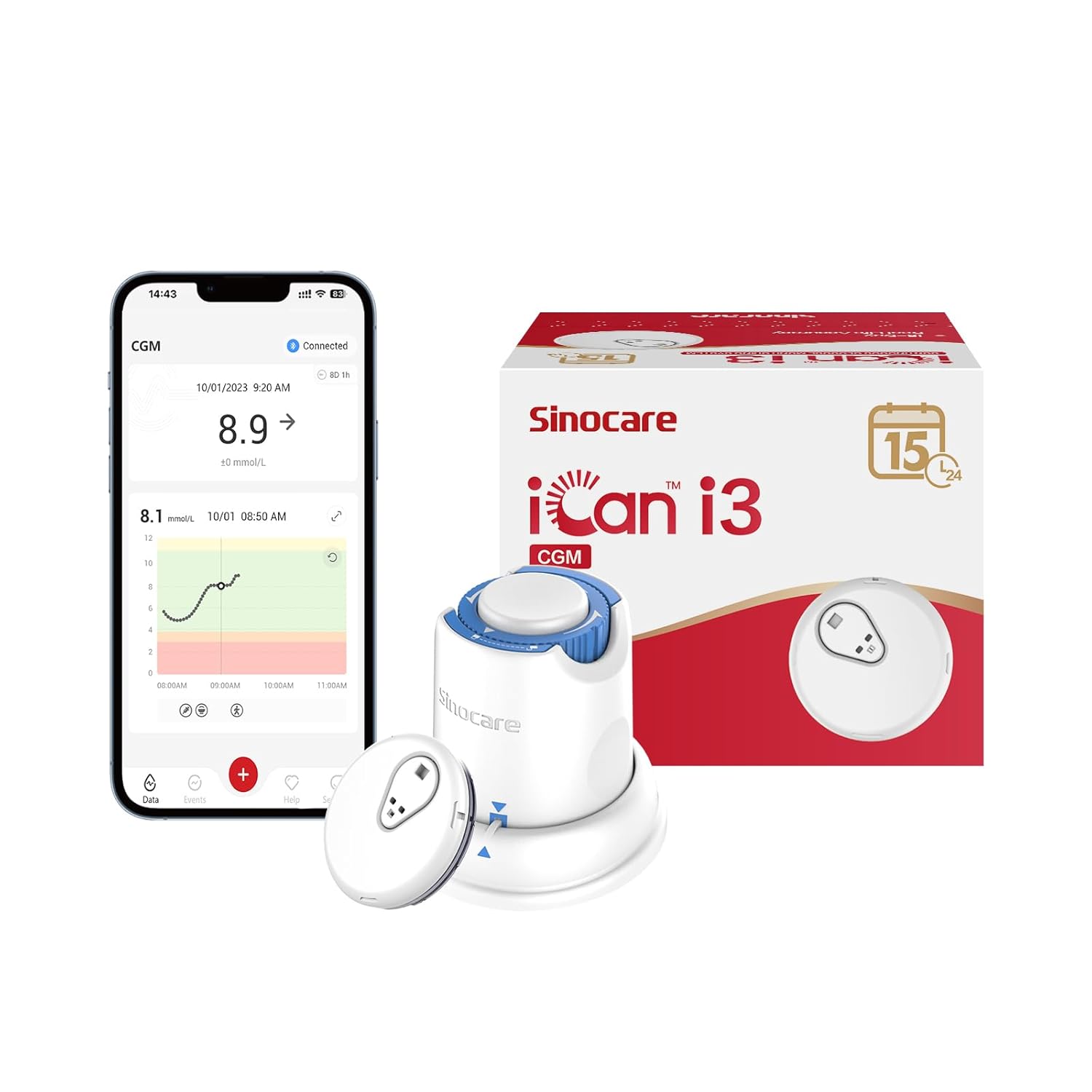 Sistem de monitorizare continua a glucozei Sinocare iCan 3, conectivitate Bluetooth, autonomie ...