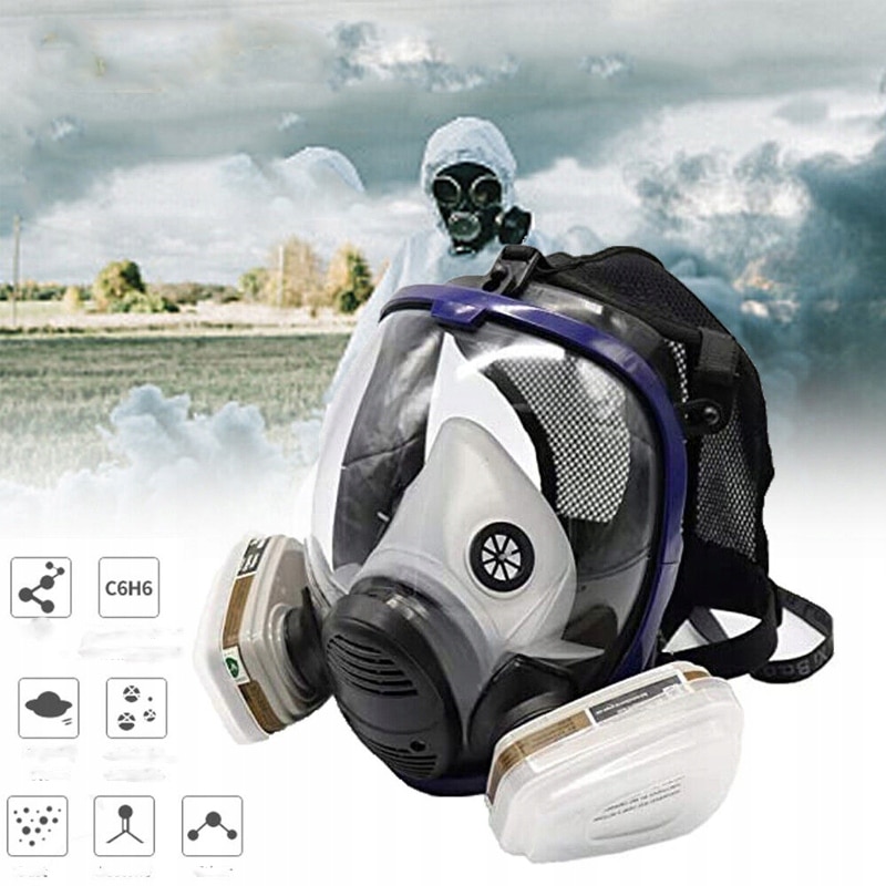 Masca respiratorie completa Bedee 6800, silicon, neagra, set cu filtre ...