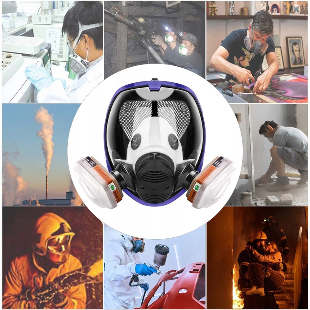 Masca respiratorie completa Bedee 6800, silicon, neagra, set cu filtre ...